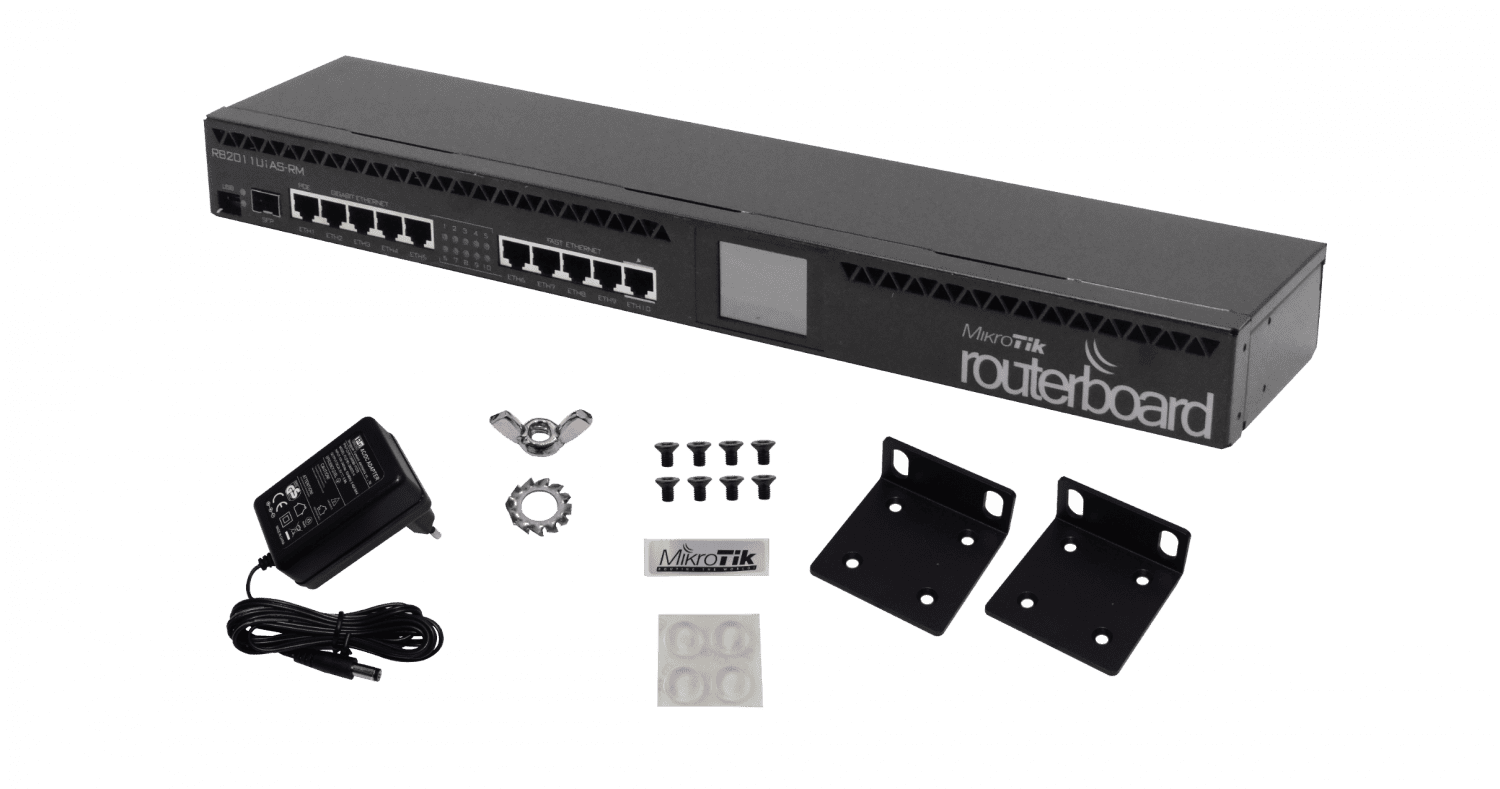 RB2011UIAS-RM. MIKROTIK Rack-1U 5-100 5-1000 LCD 1-SFP L5 USB Console ...